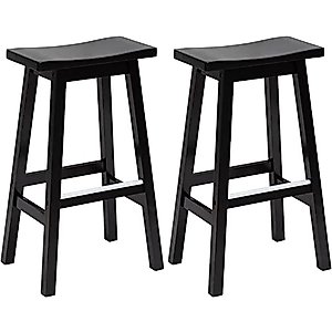 Capacmkseh Solid Wood Saddle-Seat Kitchen Counter Barstools Set of 2, 30-Inch Height, Counter Height Bar Stools Wooden Stool Saddle Chair Tall Stool