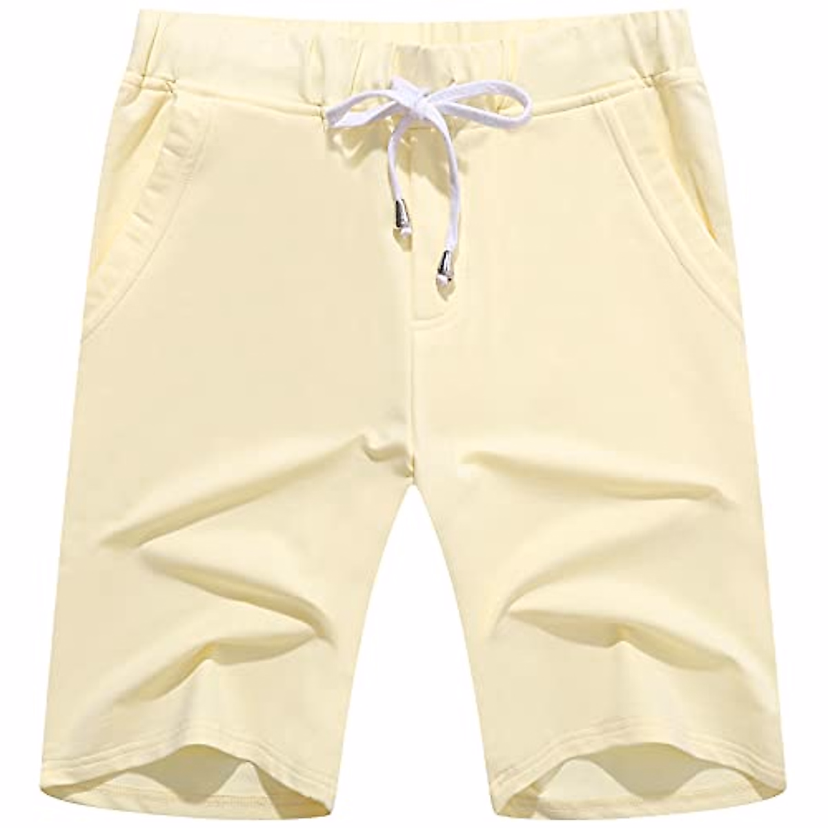 Janmid Men's Casual Classic Fit Cotton Elastic Jogger Gym Shorts Beige XL