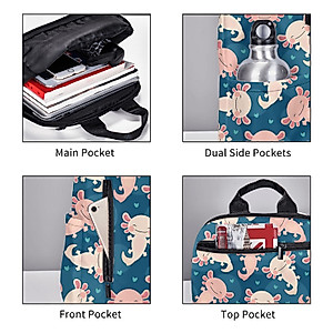 Axolotl Backpack Bookbag Casual Large Laptop Lightweight Backpacks Multipurpose Daypack For Men Women