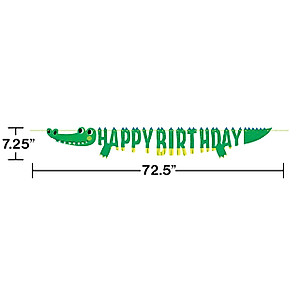 Kids Alligator Birthday Party Supplies Set | Zoo Safari Disposable Paper Plates Napkins Tablecloth and Crocodile Decorations for 24 (85 Pieces)