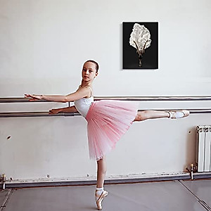 Pinetree Art Yoga Dance Room Wall Decor Black and White Ballet Dancers Poster Canvas Print Artwork for Girls Room Dance Studio Decoration (black and white, 12"x16")