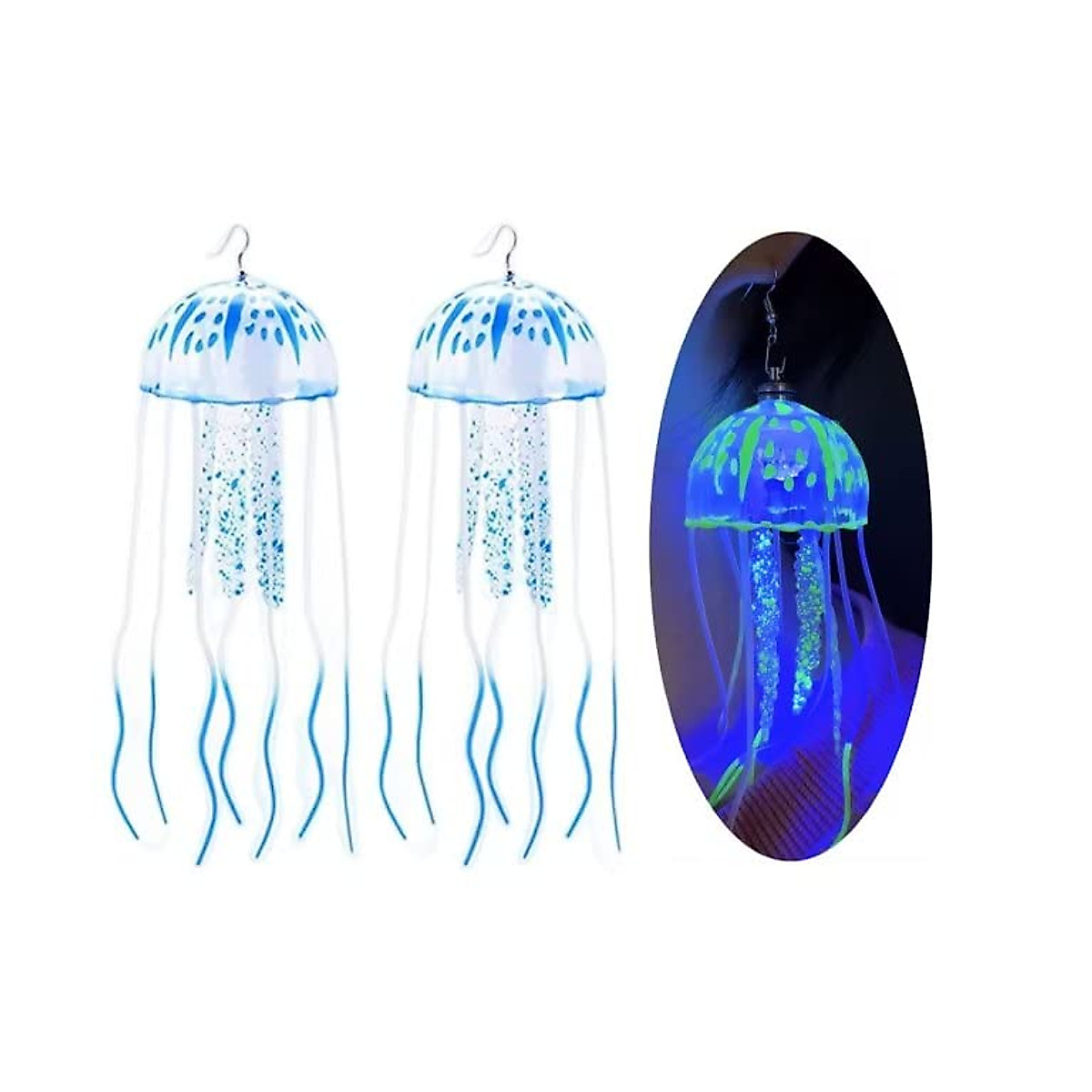 Letsglow LED Light Up jellyfish earring, Projecting Disco Ball, Women Funny Lovely Gift, Birthday Party Rave Night Club Jewelry (blue)