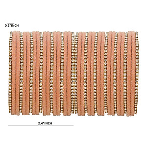 Efulgenz Indian Bangle Set Rhinestone CZ Crystal Wedding Bridal Velvet Bangle Bracelets Jewelry for Women.