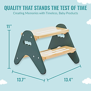 Dream On Me JPMA Certified Skyward Multipurpose Kids Step Stool with Anti-Slip Base, Greenguard Gold Certified, Made of Sustainable New Zealand Pinewood in Olive