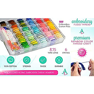 Friendship Bracelet String Kit - 276pcs Embroidery Floss and Accessories - Labeled with Thread Numbers for Cross Stitch Supplies, Embroidery, Cool String Art- Style for Teen or Girls