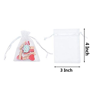 Tendwarm 50 PCS Sheer Organza Bags 3x4 Inches Wedding Favor Bags with Drawstring Mesh Candy Bags Jewelry Pouches
