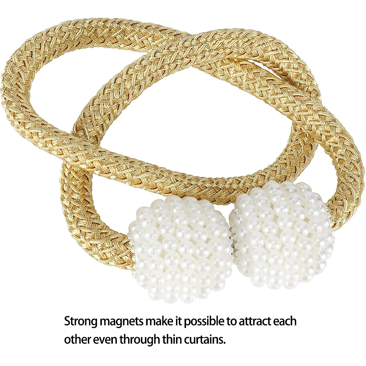 8 Pack Magnetic Curtain Tie Backs with Pearls,Modern Curtain Holdbacks Strap,Decoration for Kindergarten,Outside and Inside Drapes