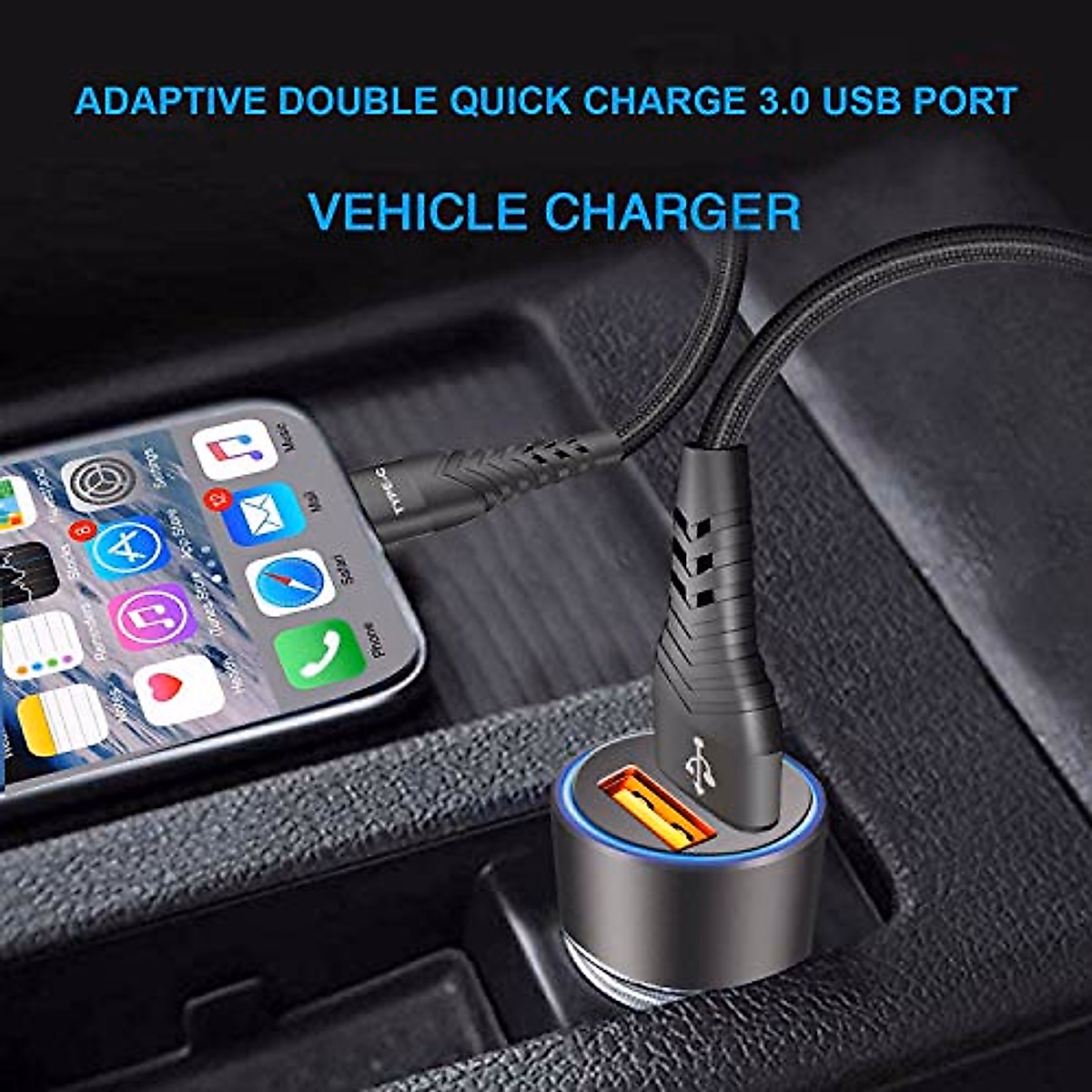 USB Car Charger,36W Dual Quick Charge 3.0 Car Adapter for Moto G Power/G Stylus 2022 2020 2021,G Fast/G Play/G100/G Pure,Edge Plus,Motorola One 5G Ace/Fusion+,G7 G8 Play Power,Z4 Z3,6ft Type C Cable