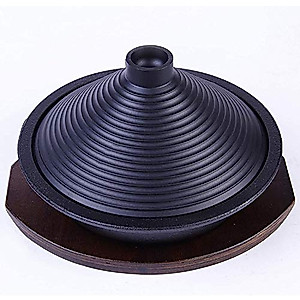 JINXIU Casserole Large Cooking Tagine, 28Cm Tajine with Enameled Cast Iron Base and Cone-Shaped Lid for Different Cooking Styles, Cast Iron Tagine with Tray