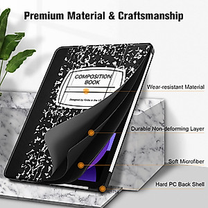 Fintie Case for iPad Air 11-inch M2 (2024), iPad Air 5th / 4th Generation (2022/2020) 10.9 Inch - SlimShell Hard Protective Back Cover with Pencil Holder, Composition Book