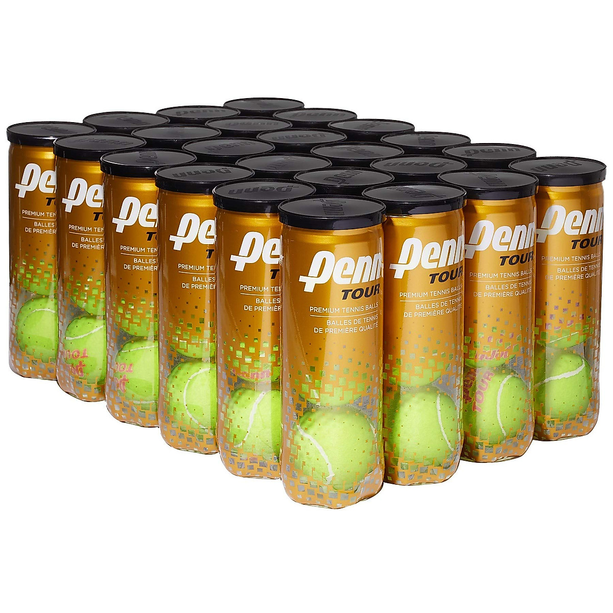 Penn Tour Regular-Duty Felt Clay Court Tennis Balls (3-Ball Can) (24 Cans = 1 Case)