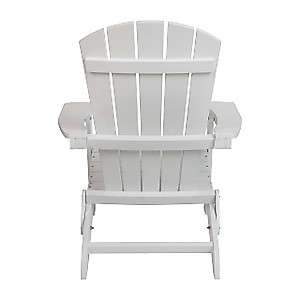 Flash Furniture Charlestown Folding Adirondack Chair - White - Poly Resin - Indoor/Outdoor - Weather Resistant - Set of 2