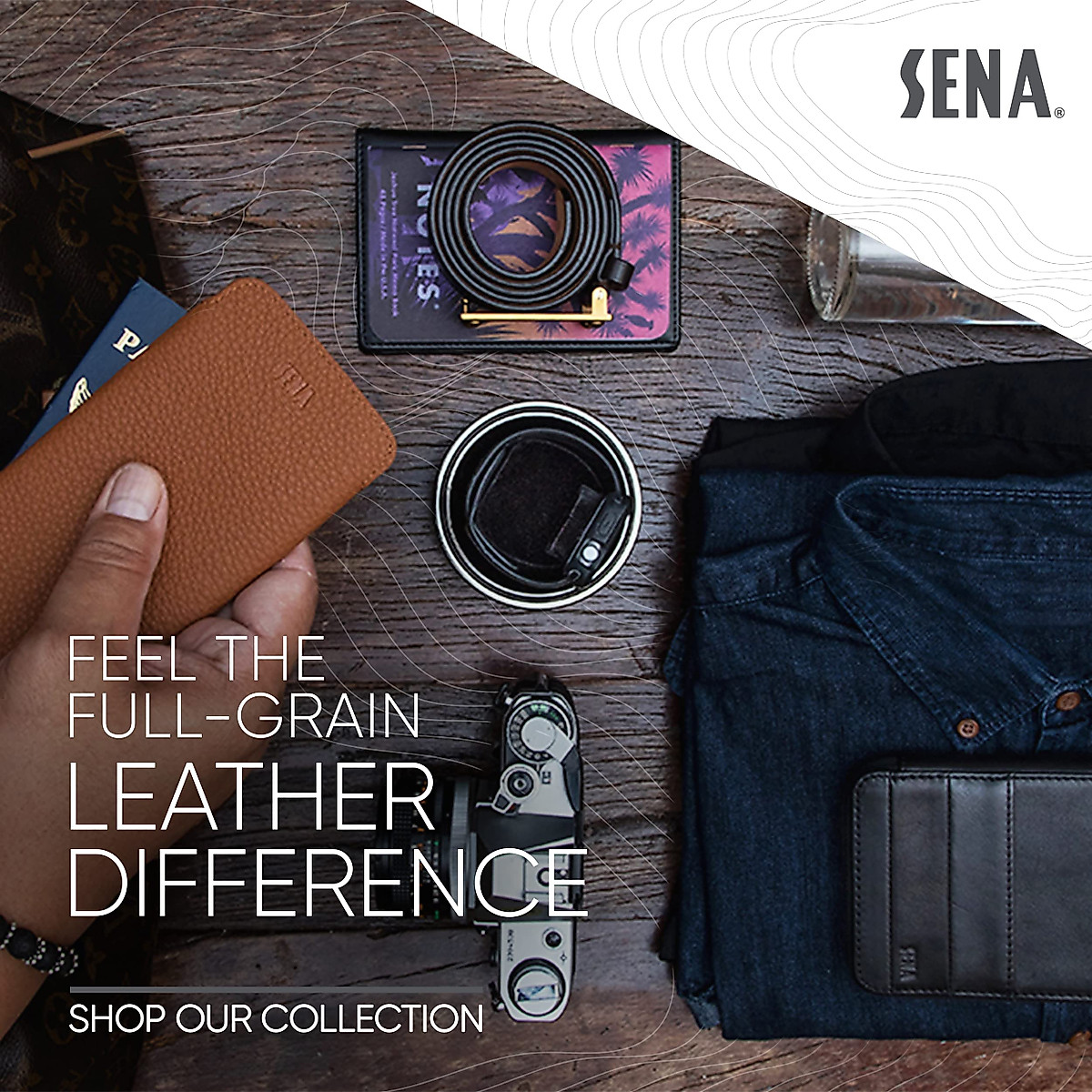 SENA iPhone 14/iPhone 14 Pro Case with Card Holder Men Women Premium Full-Grain Leather Wallet Wrap for iPhone 14/14 Pro 6.1" Apple iPhone Case with Shockproof TPU Protection, Black (SXD113US-50)