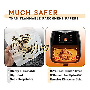 Air Fryer Silicone Liners,Foldable and Easy to Store 2 Pcs Rectangular Air Fryer Silicone Pot with Heat Proof Gloves for Ninja Foodi Dual DZ201/DZ401,Food Safe Reusable Air Fryer Accessories