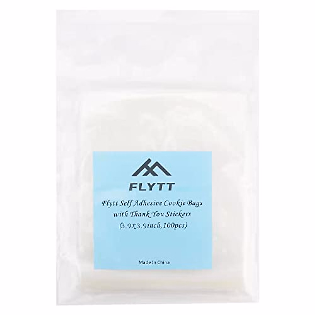 Self Adhesive Cookie Bags Treat Bags, Resealable Cellophane Bags, White Polka Dot Individual Cookie Bags with Thank You Stickers for Gift Giving (3.9''x3.9'', 100 Pcs)