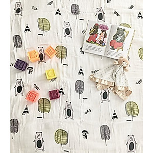 Clover & Sage Organic Muslin Baby Toddler Blanket - 100% Hypoallergenic Cotton Bed Blankets - Cuddle Bears