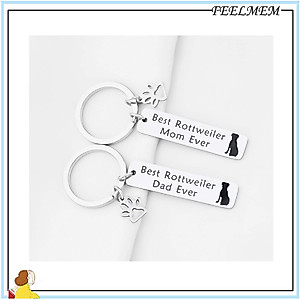 FEELMEM Dog Lover Gift Rottweiler Lover Gift Best Rottweiler Mom/Dad Ever Keychain Set Fur Mama Mom of Dogs Jewelry Dog Father Dad Owner Pet Doggo Keyring Gift (Best Rottweiler mom/DAD)