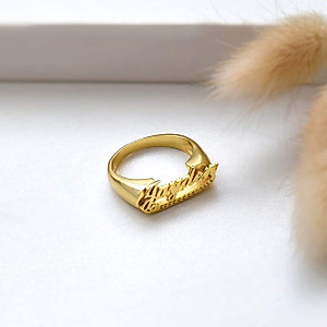 RESVIVI Personalized Name Ring Custom Nameplate Band Rings High Polish Tarnish Resistant Jewelry Gifts for Mother Girl Women