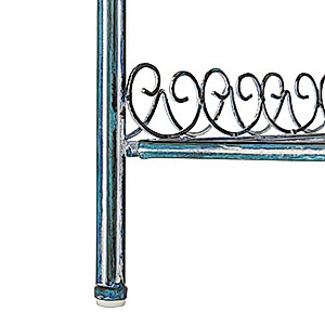 SAFAVIEH PAT5013C Outdoor Collection Abarrane Antique Blue Wrought Iron 4-Tier Corner Shelf