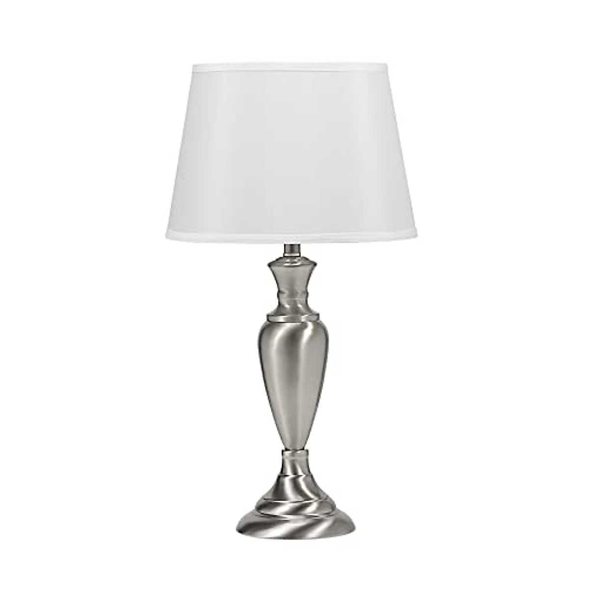 Catalina 21415-000 Transitional 3-Piece Metal Floor & Table Lamp Set with Linen Shades, 59" and 24", Brushed Nickel