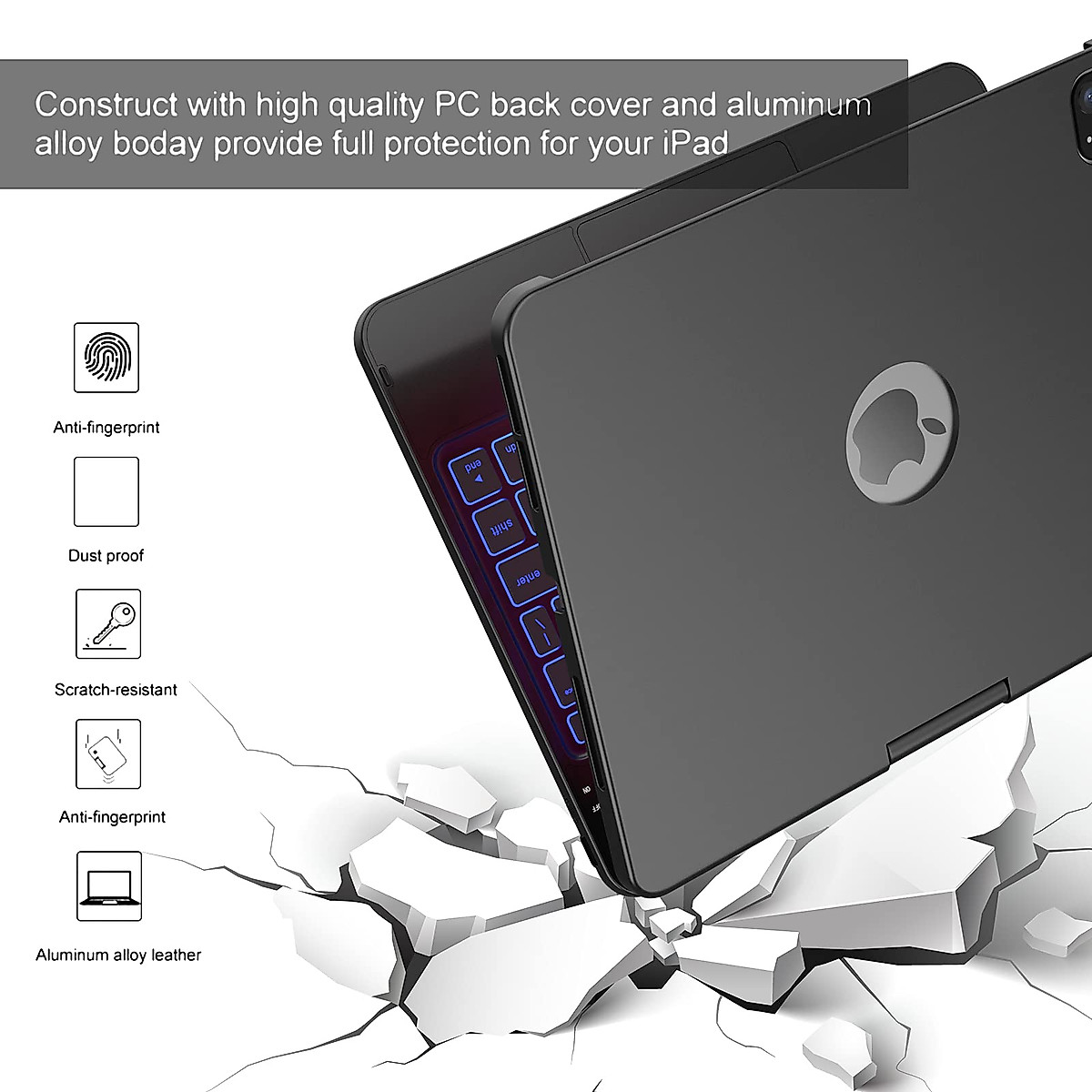 Keyboard Case for iPad Pro 11 inch， Case with Keyboard for iPad Air 5th 4th Generation - Touch Trackpad -10 Color Backlight -360° Protective with Pencil Holder for iPad Pro 11 inch 3rd /2nd/1st Gen