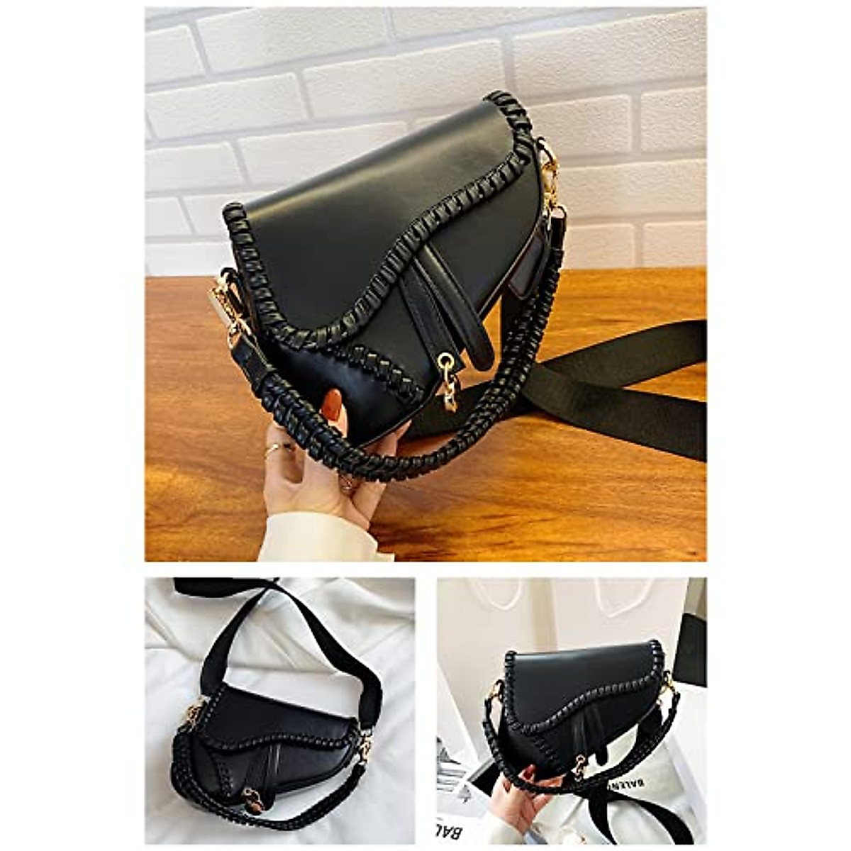 ANLJED Women Trendy Saddle Shoulder Bag Clutch Purse Underarm Handbag Satchel HandBag Crossbody Bag