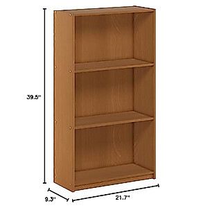 Furinno Basic 3-Tier Bookcase/Bookshelf/Storage Shelves, Natural Oak