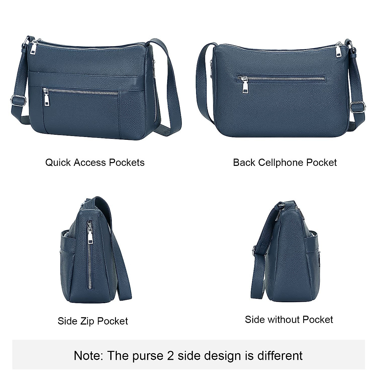 Over Earth Crossbody Bags for Women Genuine Leather Purses and Handbags Ladies Shoulder Bag Message Bag(O155E Indigo Blue)