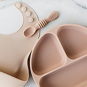 Simka Rose Silicone Baby Spoons - Self Feeding, 6 Months, First Stage Infant Spoons for Babies & Toddlers - Set of 6 BPA Free, Dishwasher, Microwave Safe Food Utensils - Neutral