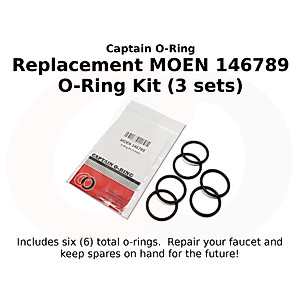 Captain O-Ring – Replacement 146789 O-Rings for Specific Moen Single-Handle Lever Kitchen Faucets (3 Sets, 6 orings)