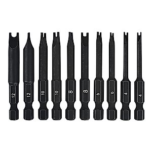 Spanner Bit Set (10 Pack - 2.3" Long Magnetic Heads) Spanner Fork Snake-Eye Security Screwdriver Bit Sizes: 4, 6, 8, 10, 12 (2 of Each Size)