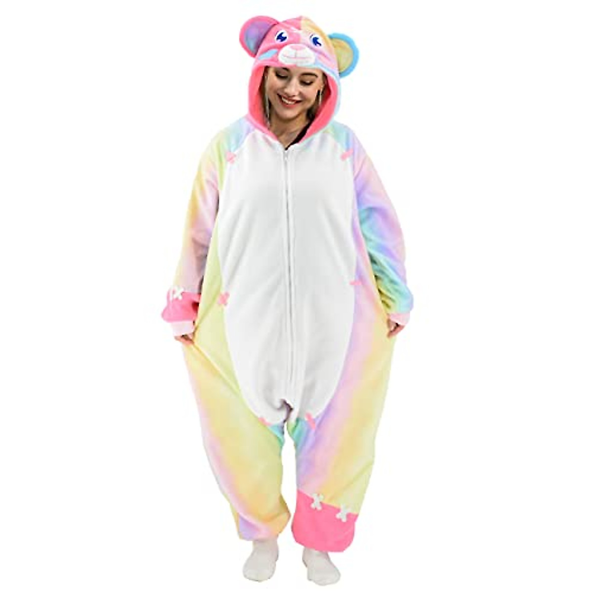 YUNTAISHAN Bear Onesie Adult Onesie Pajamas One Piece Pajamas Animal Cosplay Costume for Women Men