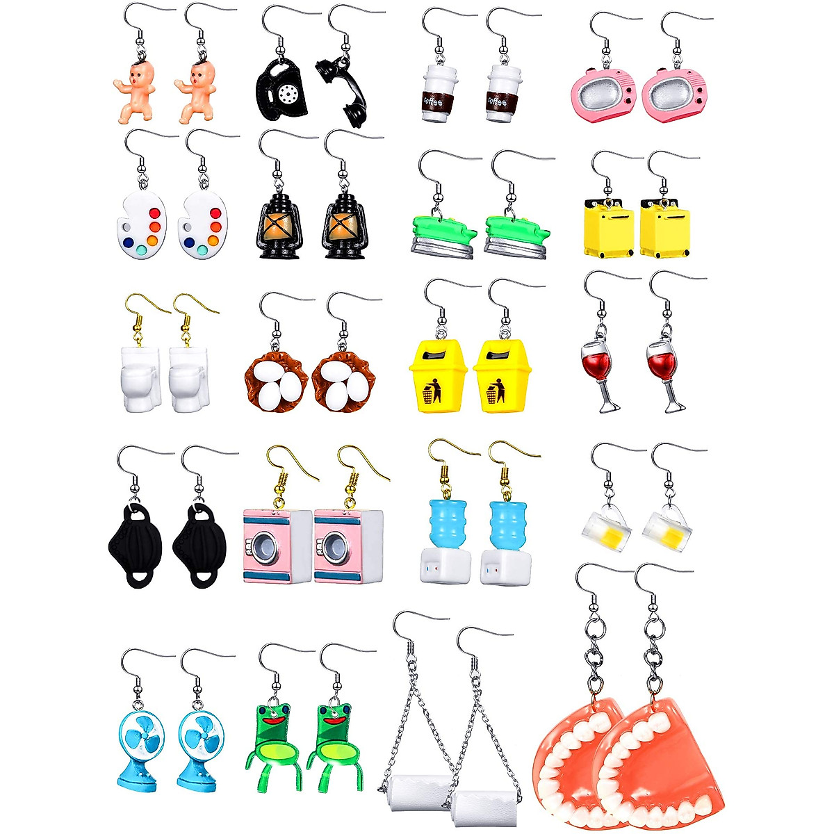 Hicarer 20 Pairs Cute Weird Earrings Funny Dangle Drop Earrings for Women Girls Teen Girls Include Gummy Candy Bear Milk Goldfish Cartoon Fruits Flowers Animals for Christmas Birthday(Cool Style)