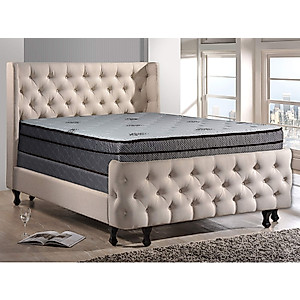Greaton Soft Encased Hybrid Eurotop Pillowtop Memory Foam Gel Innerspring Fully Assembled Mattress, Good for The Back, Full XL, Black