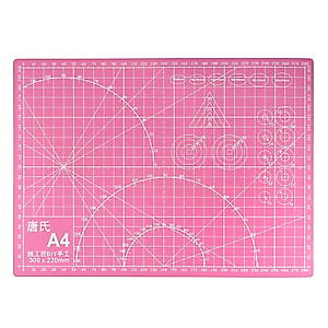 uxcell A4 Self-Healing Cutting Mat, 12" x 9" Non-Slip Double Sided with Grid PVC Desk Mat for DIY, Crafting, Model Building Rotary Cutting Board Pink