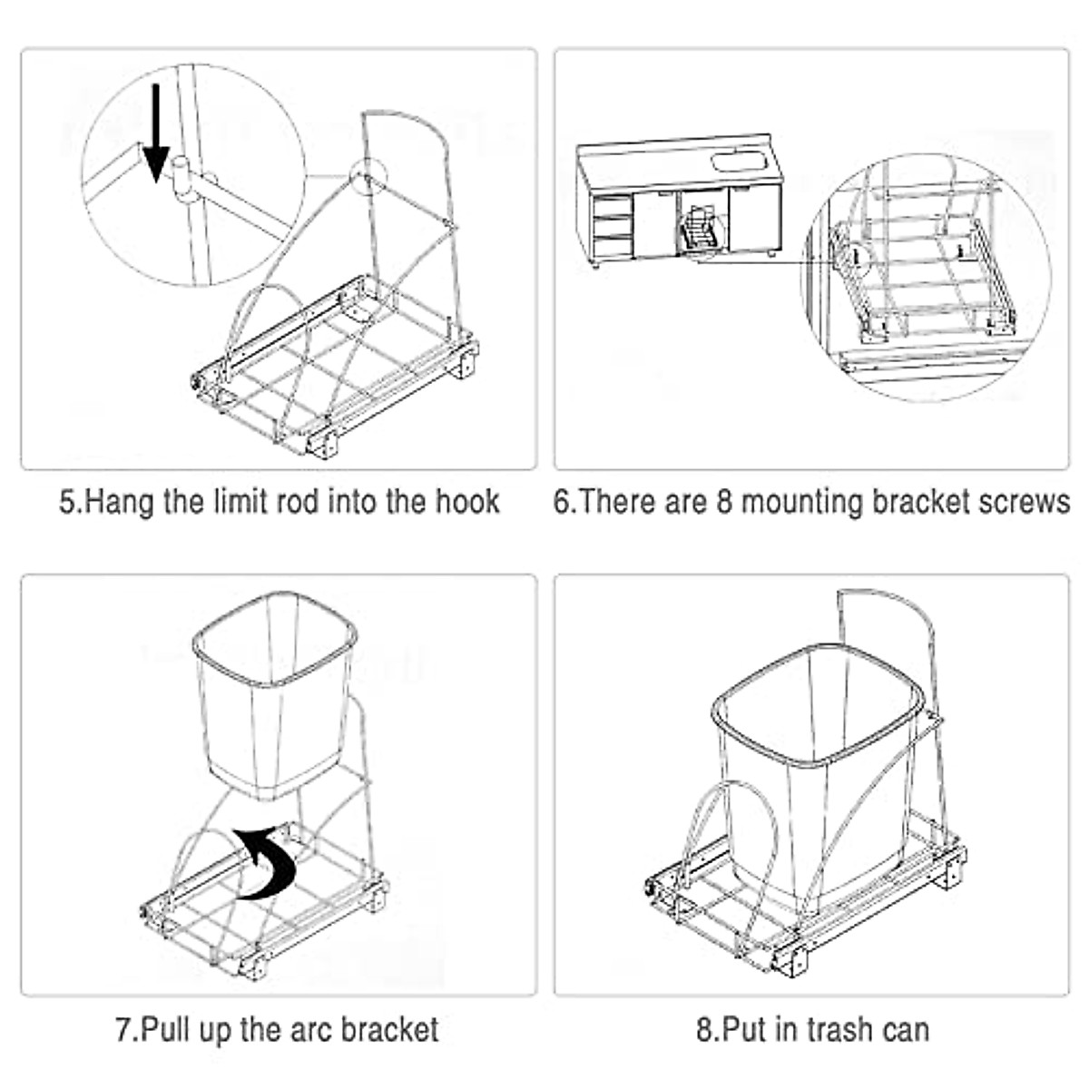 Farafox Pull Out Trash Can Under Cabinet - Adjustable Trash Can Slider for Kitchen Cabinet, Kitchen Trash Can Under Cabinet Trash for Home Base Kitchen Cabinet(Only Trash Can Slide)