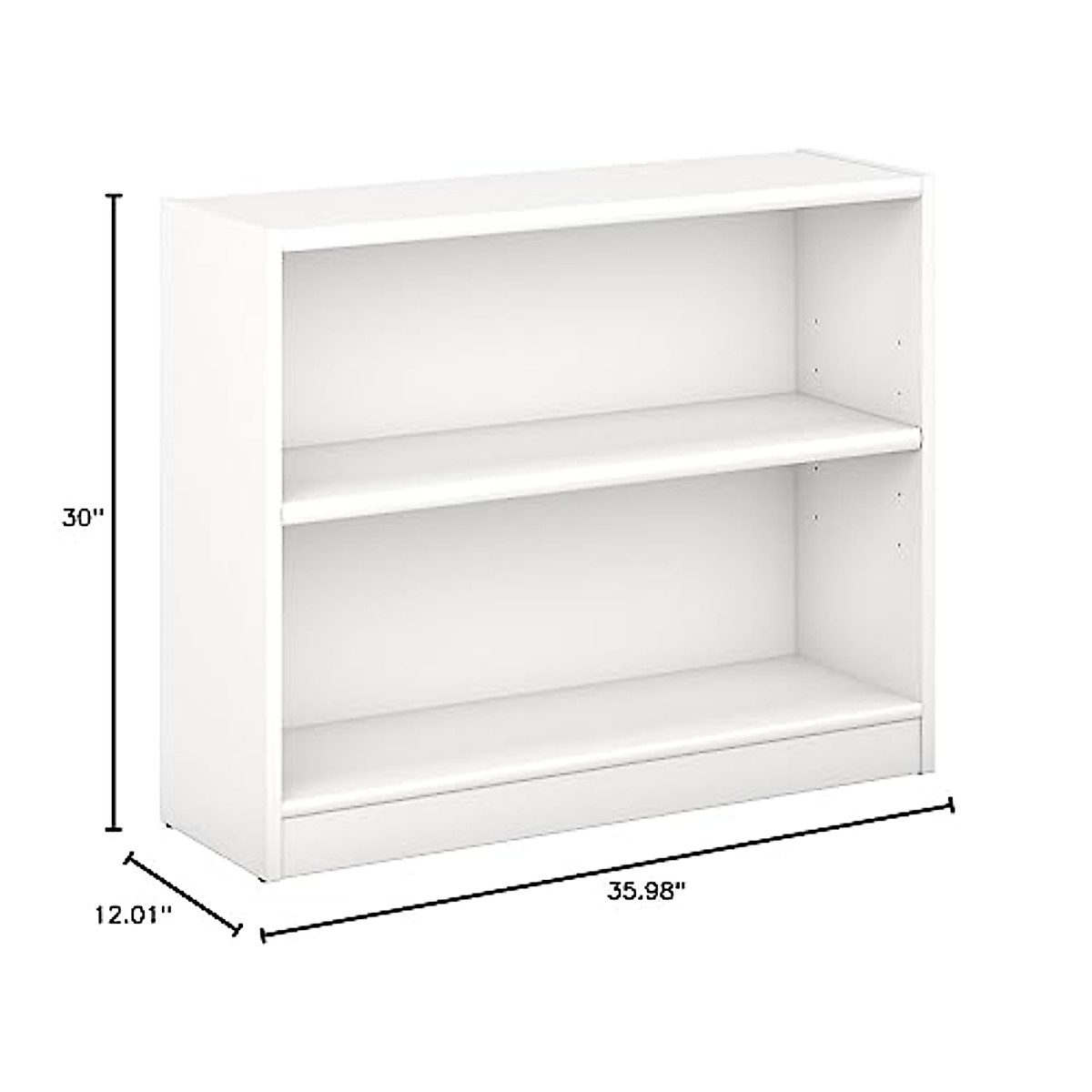 Bush Furniture Universal 2 Shelf Bookcase in Pure White