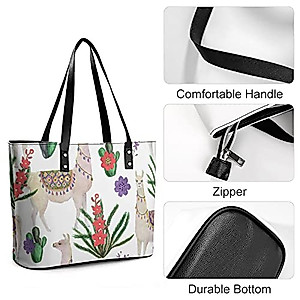 Womens Handbag Cacti And Alpaca Leather Tote Bag Top Handle Satchel Bags For Lady