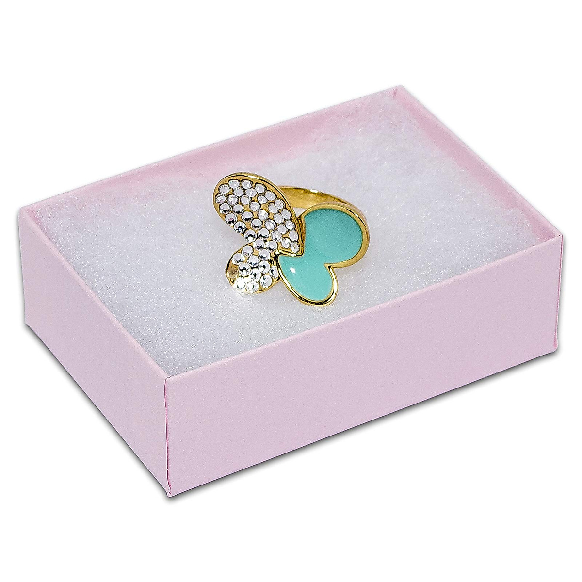 TheDisplayGuys - 100-Pack #32 Cotton Filled Cardboard Paper Jewelry Boxes Gift Case - Pastel Pink (3.3" x 2.3" x 1.0") - for Shipping or Storage