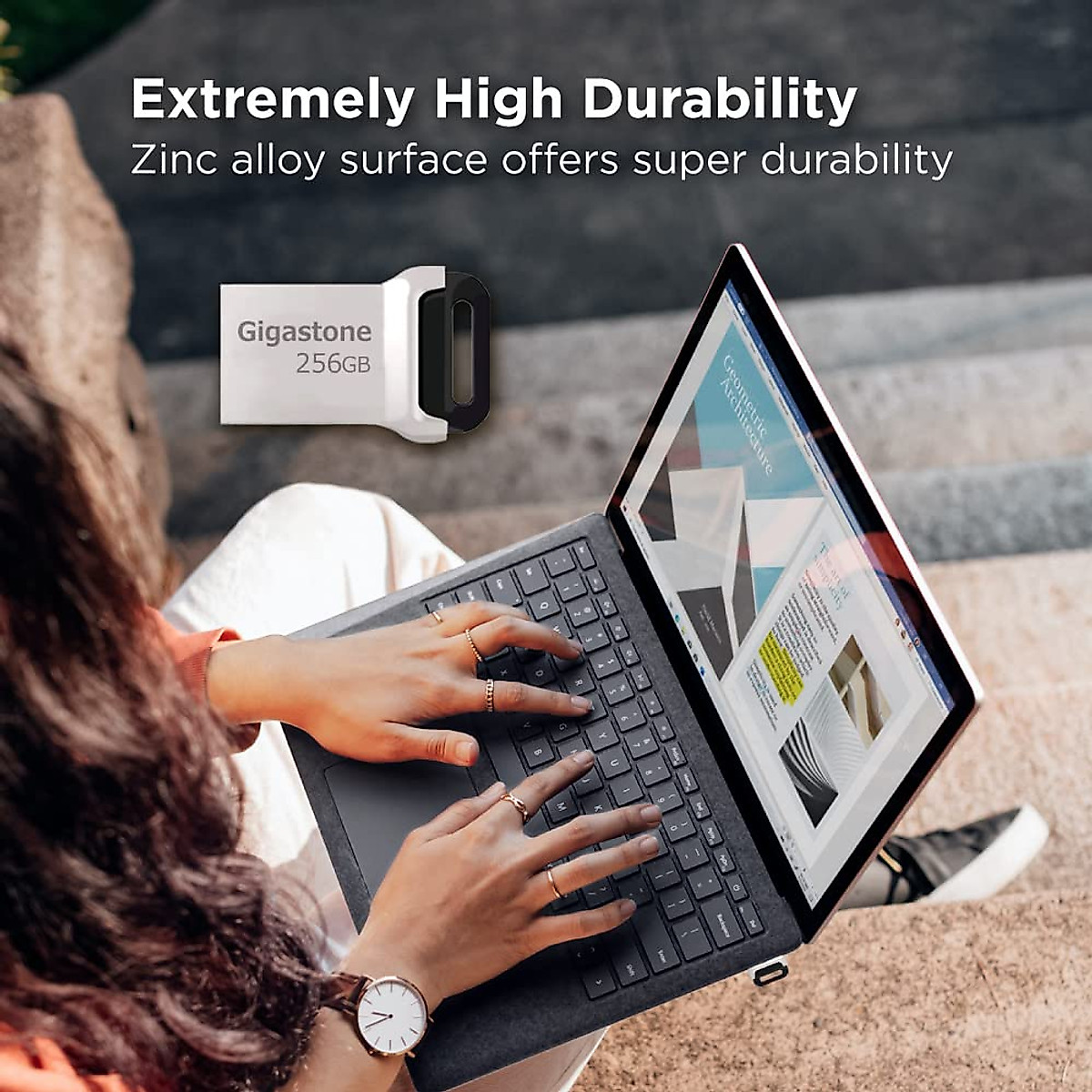 Gigastone Z90 256GB USB 3.2 Gen1 Flash Drive, Mini Fit Metal Waterproof Compact Pen Drive, Reliable Performance Thumb Drive, USB 2.0 / USB 3.0 / USB 3.1 Interface Compatible