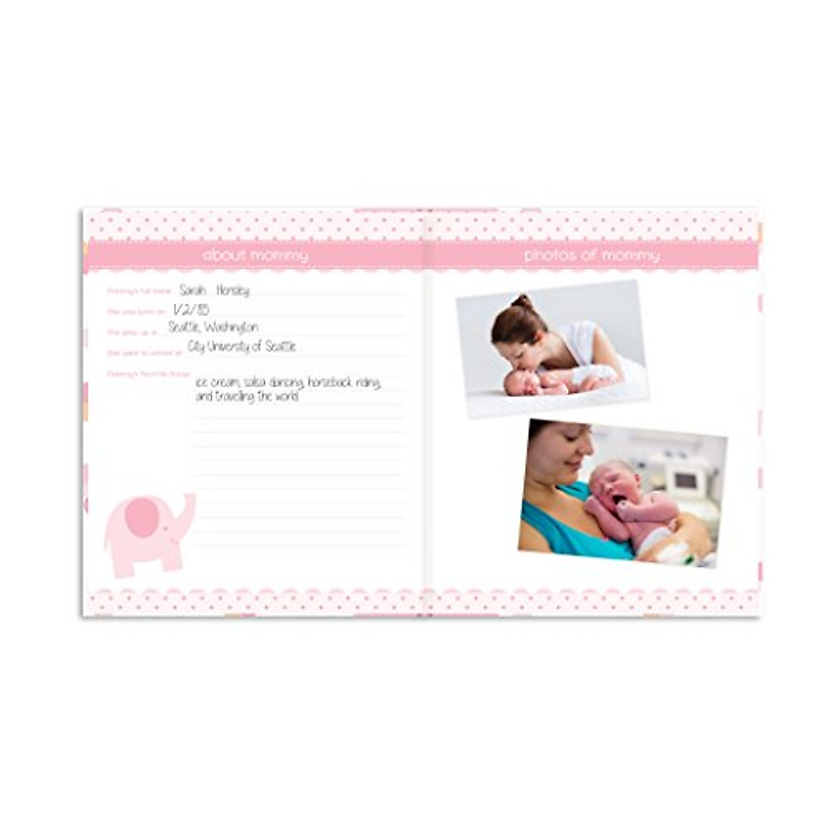 Lil Peach First 5 Years Baby Memory Book, Baby Girl Keepsake Book, Milestone and Photo Journal, Pink & Peach Confetti Polka Dots