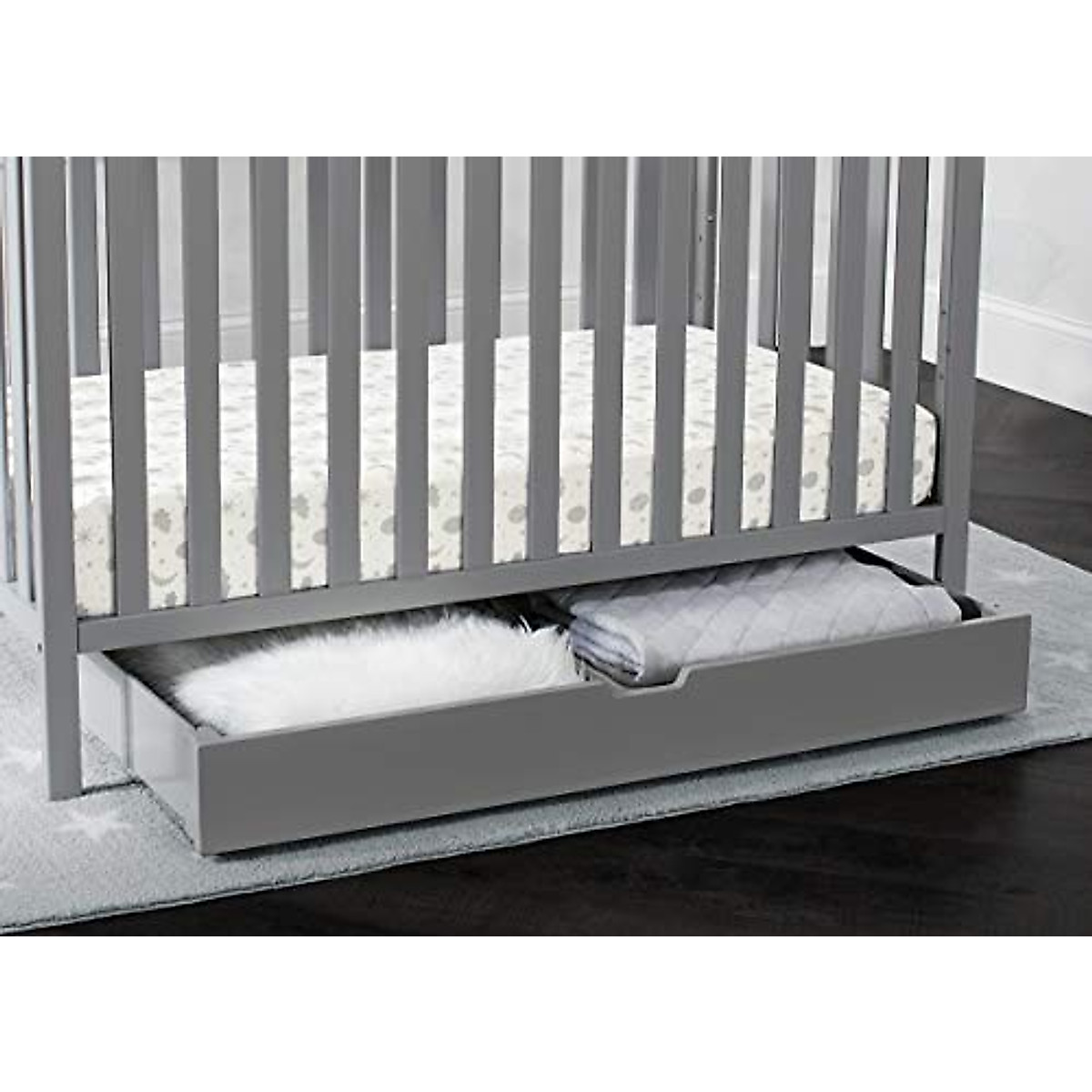 Delta Children Under Crib Roll-Out Storage - Greenguard Gold Certified, Grey