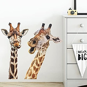 Cute Giraffe Wall Decals 2 Sheets Giraffe Decor Stickers, Lovely Window Decor Animal Wall Stickers Art Decorations for Kids Room Living Room Nursery Classroom