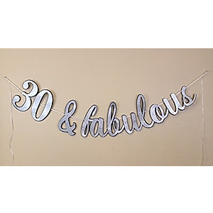 All About Details 30 & Fabulous Cursive Banner (Black & Silver)