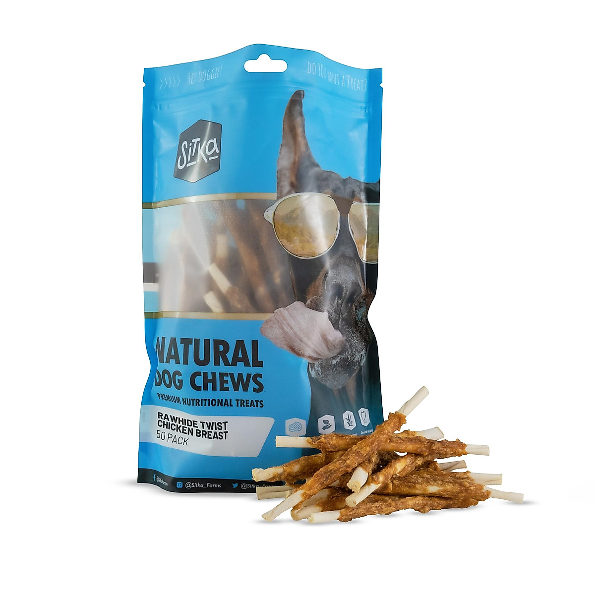 Sitka Farms Premium Chicken Breast Rawhide Twist 5 Inch 20 Count - Easy to Digest - Reward and Training, Gluten Free Chewy Dog Treat for Small and Medium Dogs - All Natural and Premium Chicken Breast
