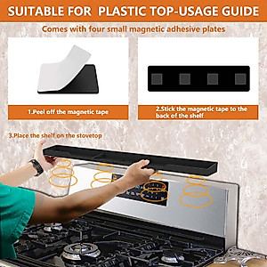 AWOKE Stove Top Shelf 30 Inch - Silicone Material Magnetic Shelf for the Stove - 3 Functional Partitions Kitchen Spice Rack Organizer - Dark Grey