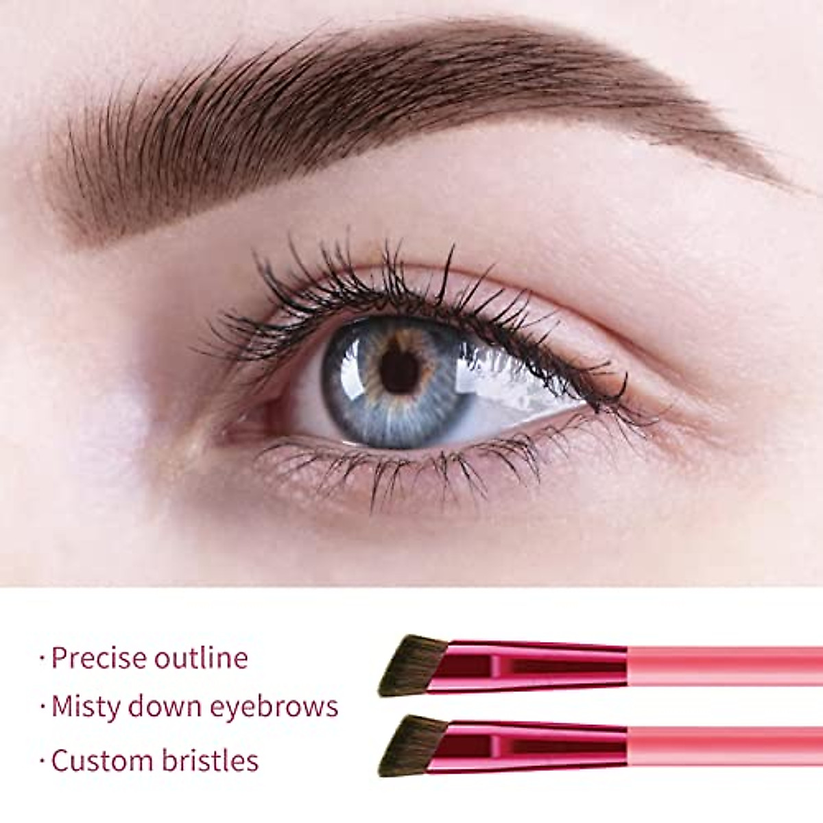 Monirsen 2Pcs Anjoize Eyebrow Pen, Home Eyebrow Care Kit 4D Laminated, Anjoize Eyebrow Brush, 4D Hair Stroke Brow Stamp Brush, EELHOE Eyebrow Brush, Multi Function Ultra-thin Makeup Brush