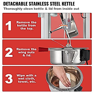 VEVOR Commercial Popcorn Machine, 8 Oz Kettle, 850 W Popcorn Maker on Wheels for 48 Cups per Batch, Theater Style Popper w/ 3-Switch Control Steel Frame Tempered Glass Doors Cart 2 Scoops 2 Spoons, Red