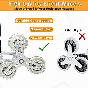 Stair Climbing Cart, Folding Hand Truck Dolly Cart, Grocery Shopping Cart with Mute Wheels and Detachable Waterproof Bag, 180lbs Weight Capacity Aluminum Hand Truck for Luggage, Travel, Shopping