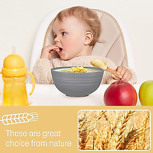 Wheat Straw Dinnerware Sets, 28PCS Plastic Plates and Bowls Sets College Dorm Room Essentials Dishes Set with Cutlery Set Microwave Safe (Black)